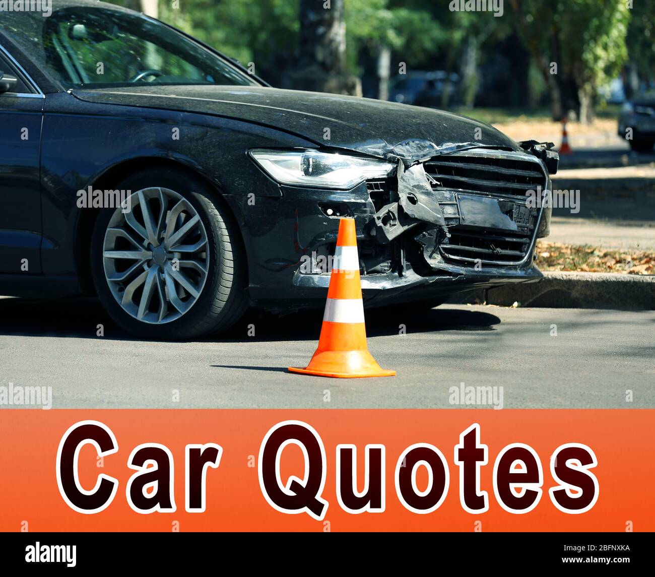Car quotes concept. Damaged automobile on road Stock Photo - Alamy