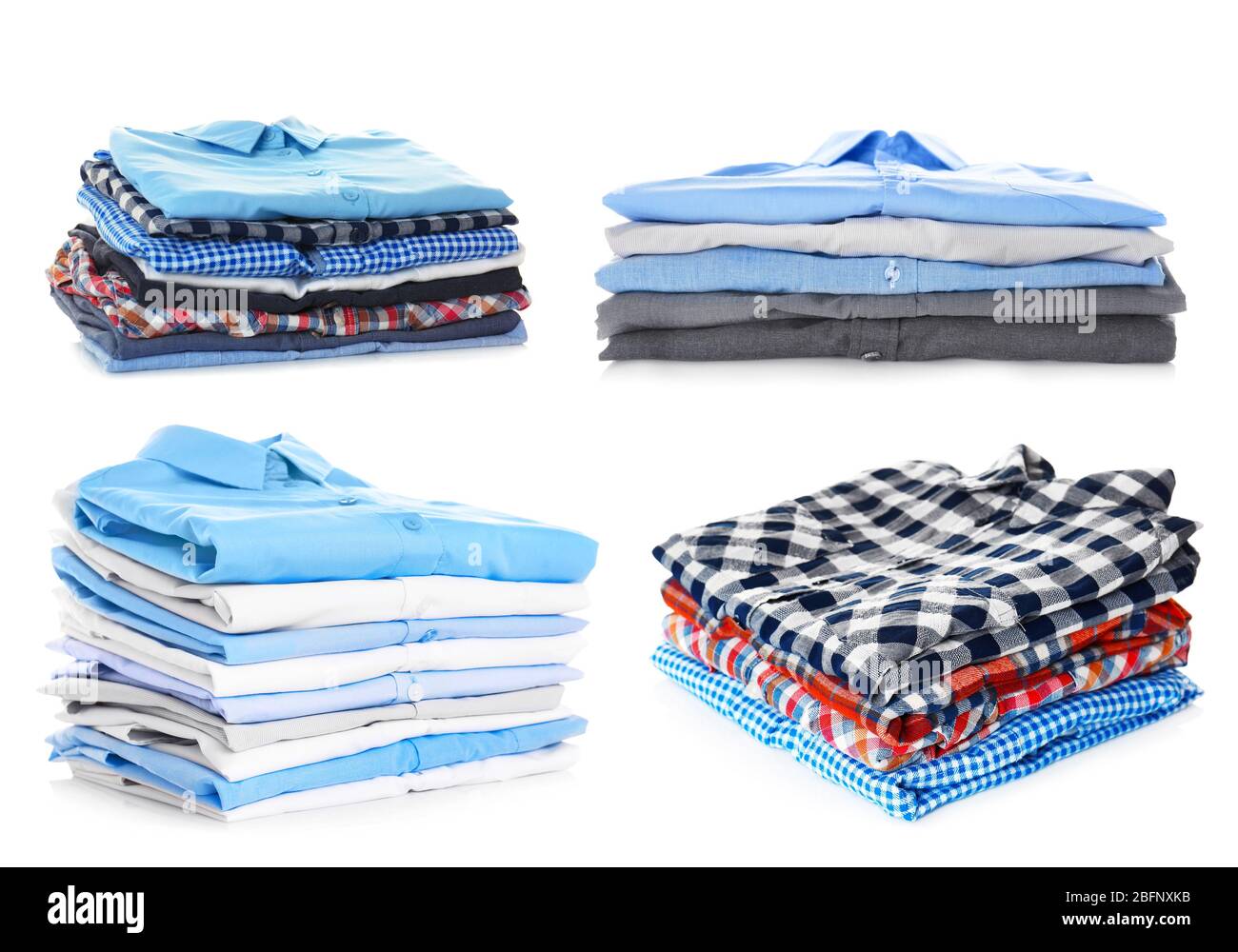 Stacks of folded clothes on white background Stock Photo - Alamy