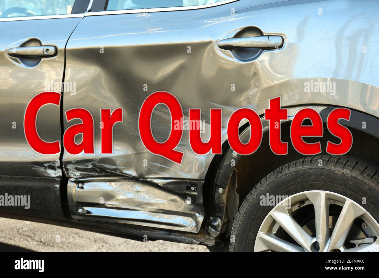 Car quotes concept. Damaged automobile, closeup Stock Photo - Alamy
