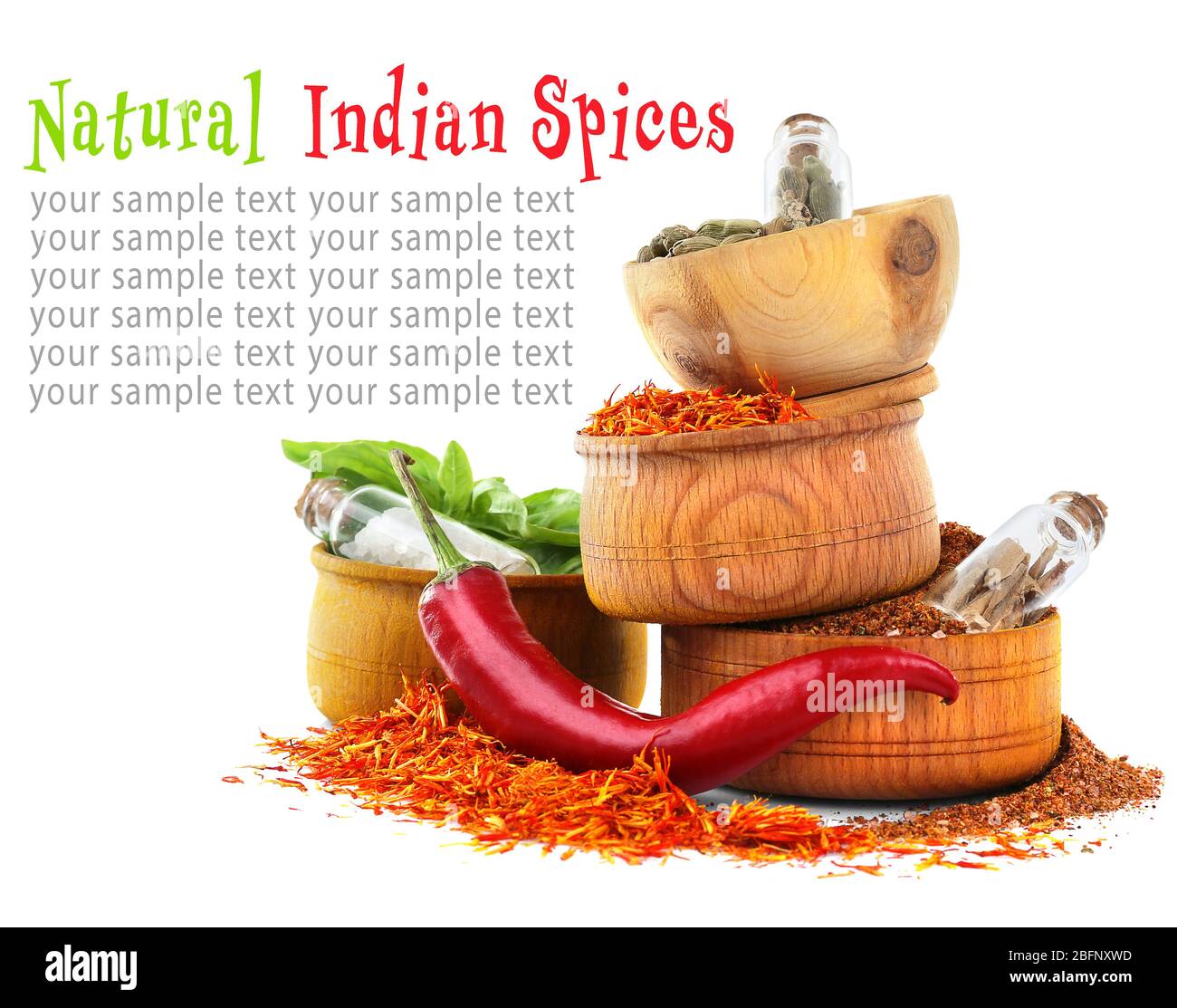 Natural Indian spices on white background Stock Photo - Alamy