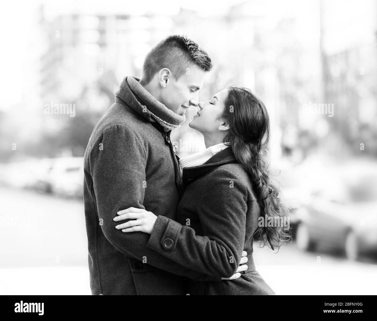 Young handsome man beautiful woman Black and White Stock Photos ...