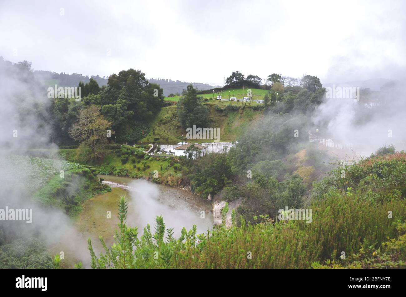 Furnas, Sao Miguel, Azores, Portugal - Jan 13, 2020: Volcanic hot ...