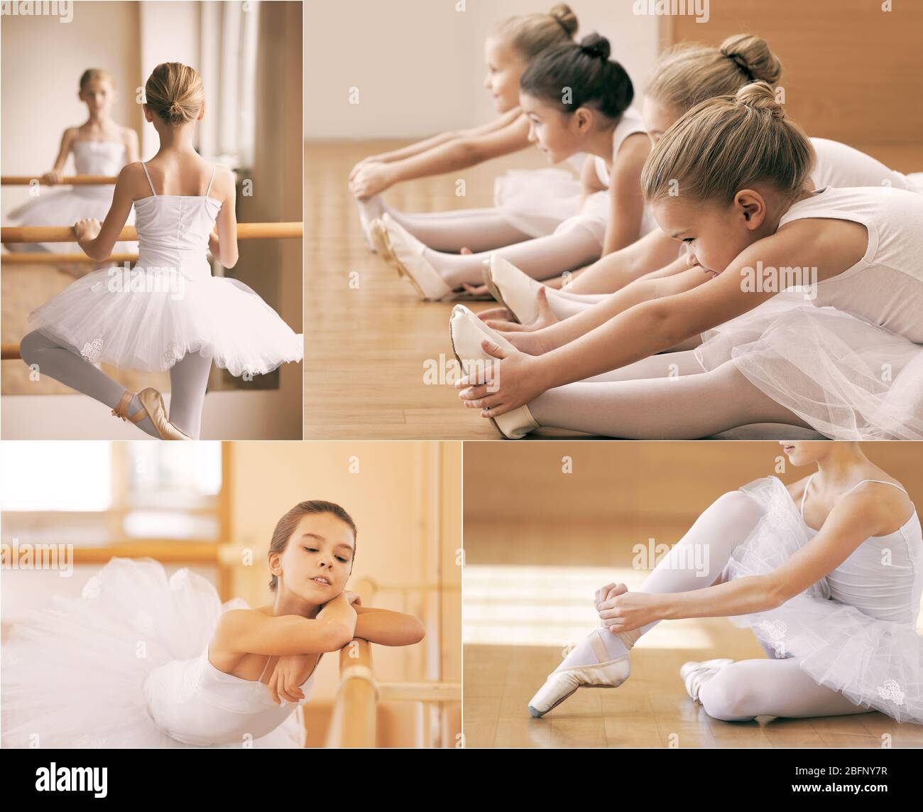 Dance concept. Collage of little girls at ballet studio Stock Photo - Alamy