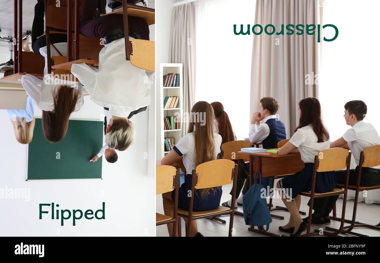 Flipped classroom concept. Children at school Stock Photo - Alamy