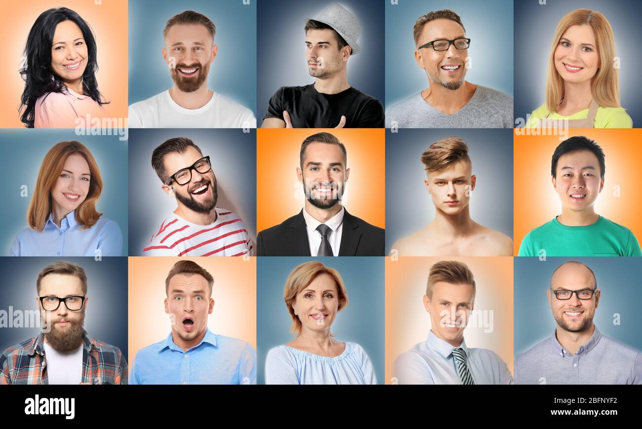 Set with portraits of different people. Unity concept Stock Photo - Alamy