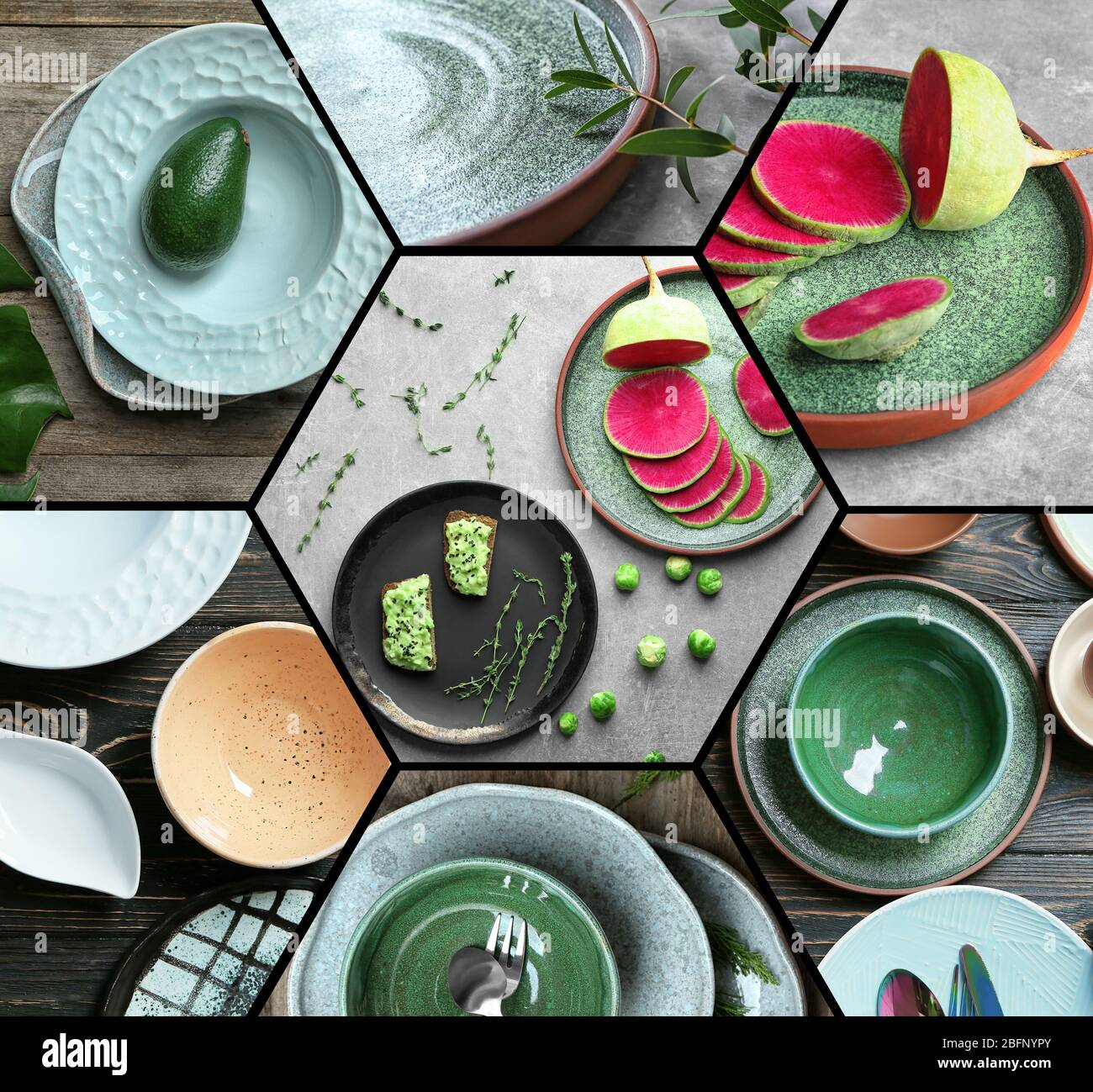 Set with beautiful ceramic dishware Stock Photo - Alamy