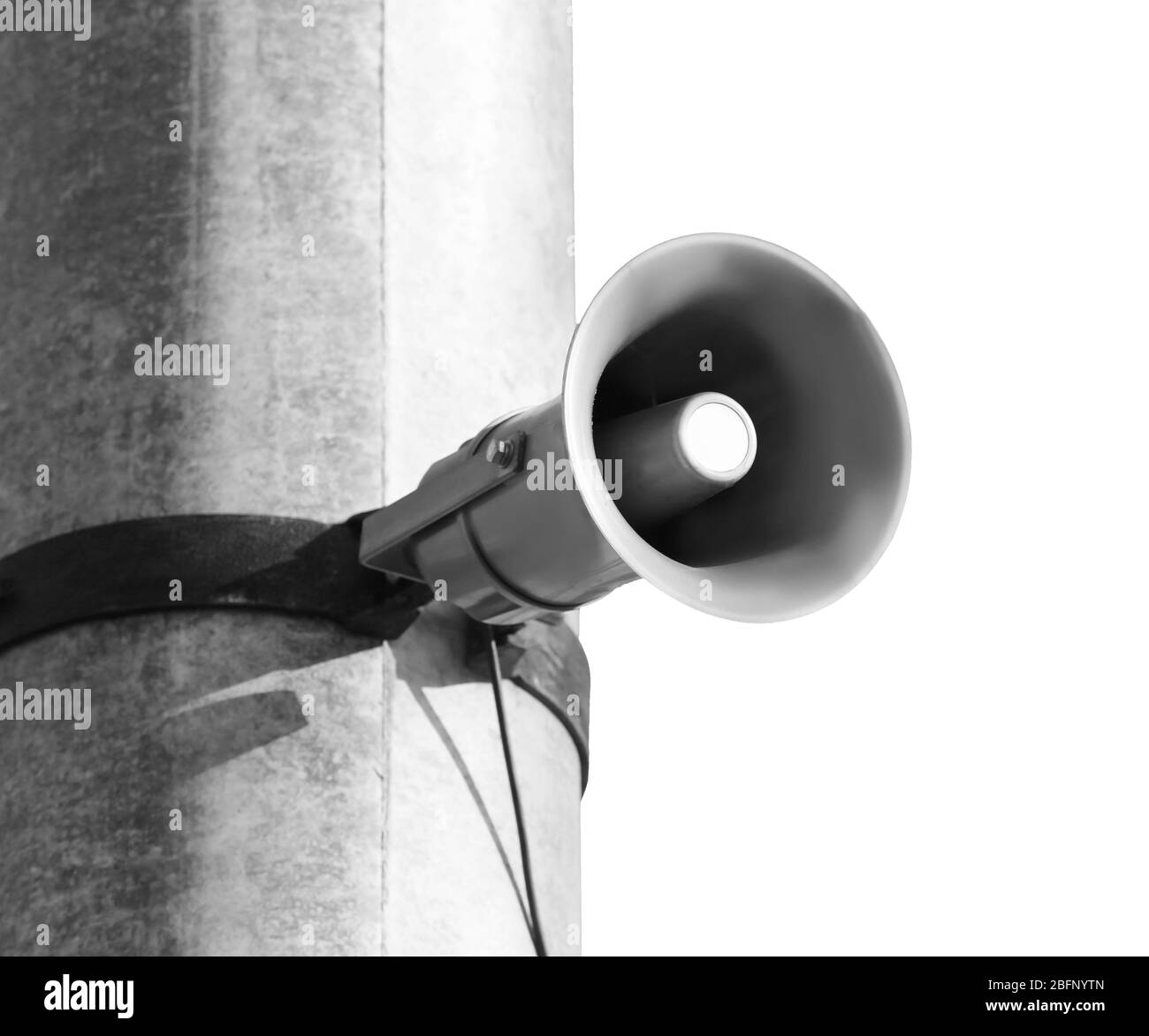Pole with megaphone on white background Stock Photo - Alamy