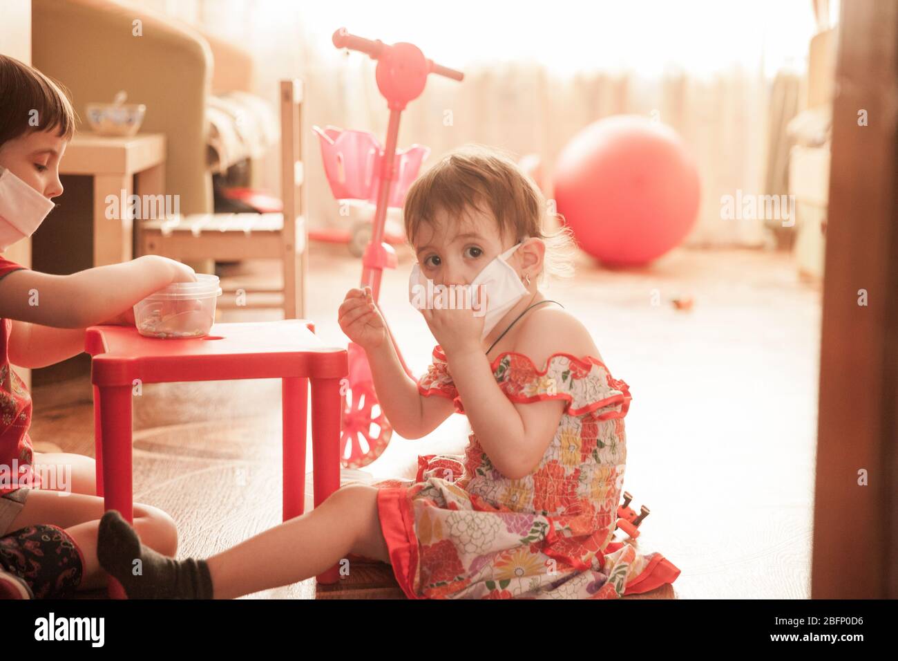 Covid-19. Pandemic and home isolation. Children and medical treatment ...