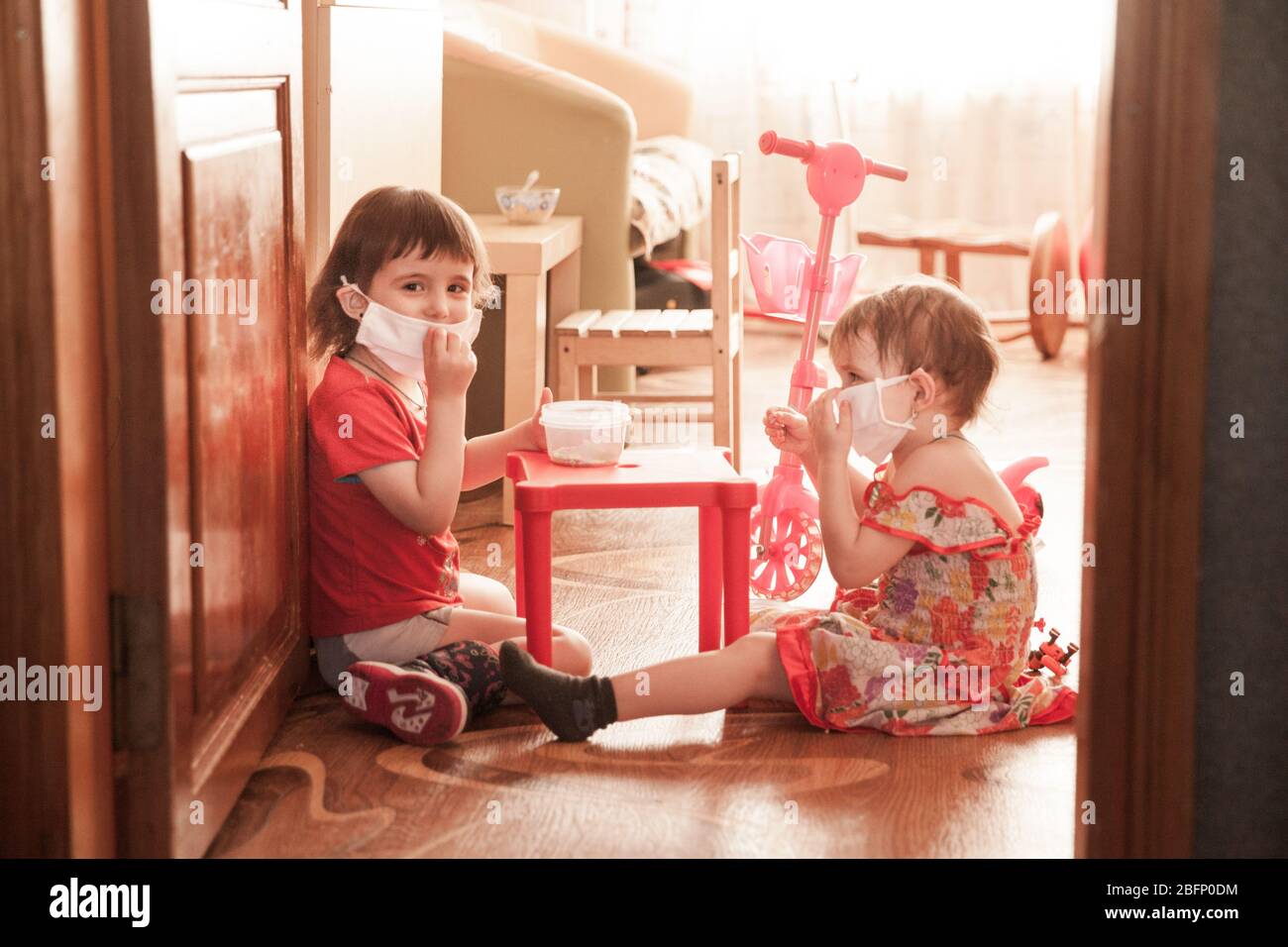 Covid-19. Pandemic and home isolation. Children and medical treatment ...