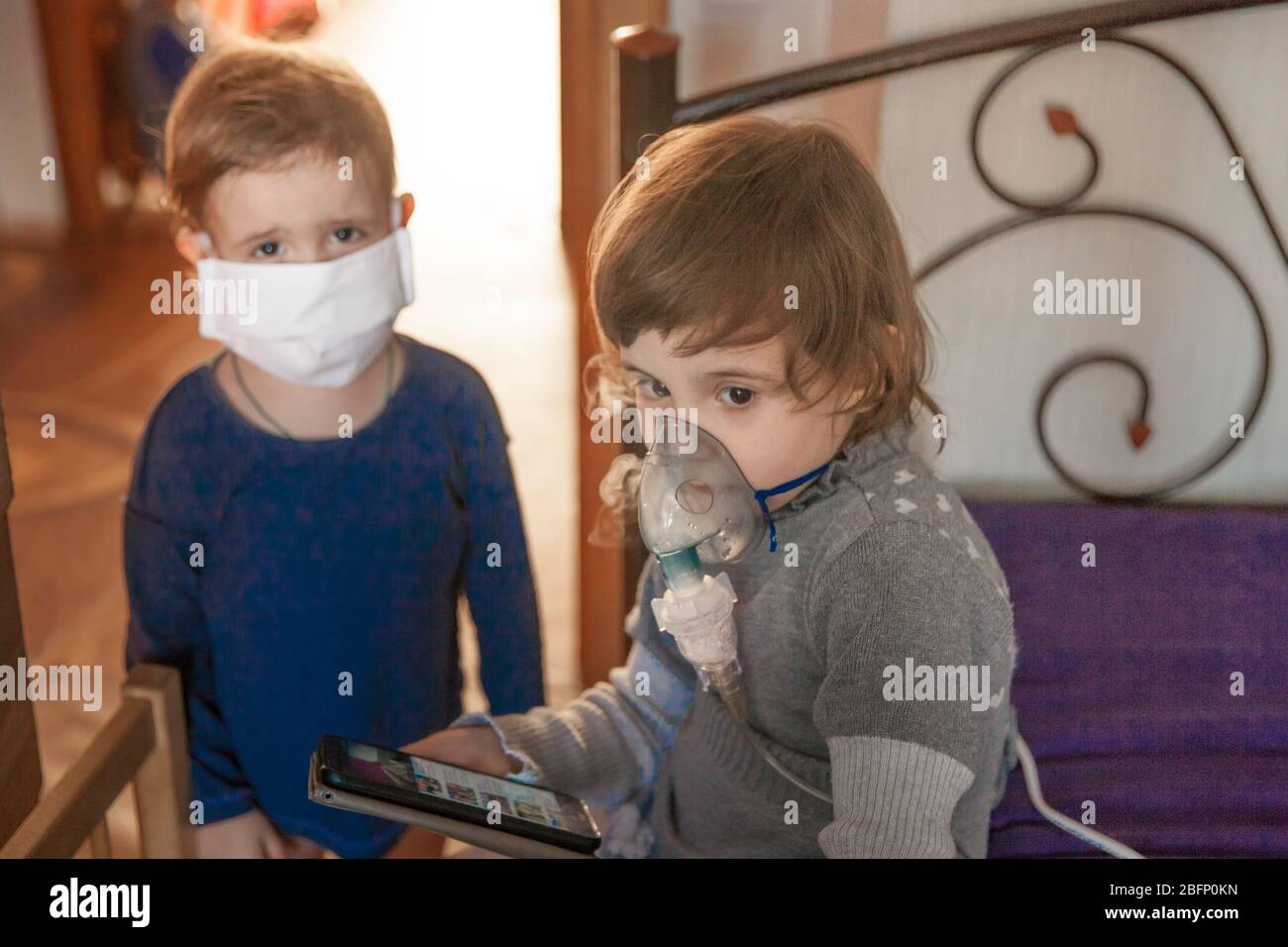 Covid-19. Pandemic and home isolation. Children and medical treatment ...