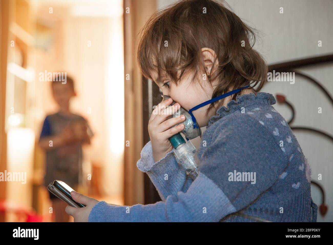 Covid-19. Pandemic and home isolation. Children and medical treatment ...