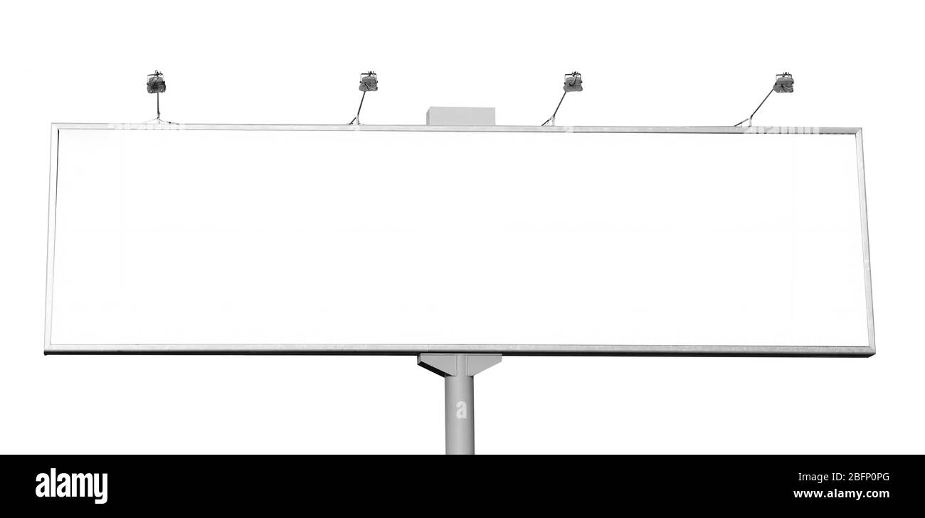 Blank advertising board on white background Stock Photo - Alamy