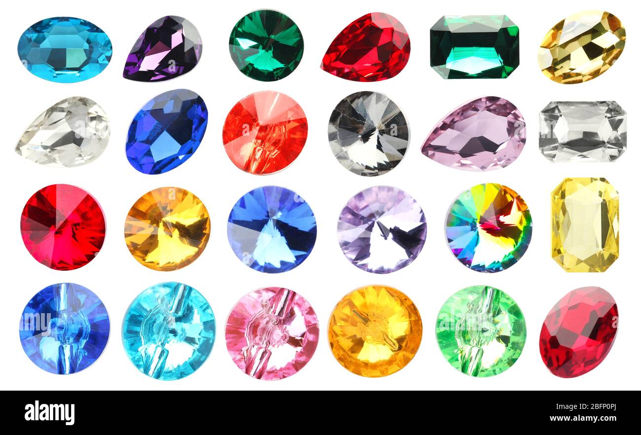 Set of luxury jewels on white background Stock Photo - Alamy