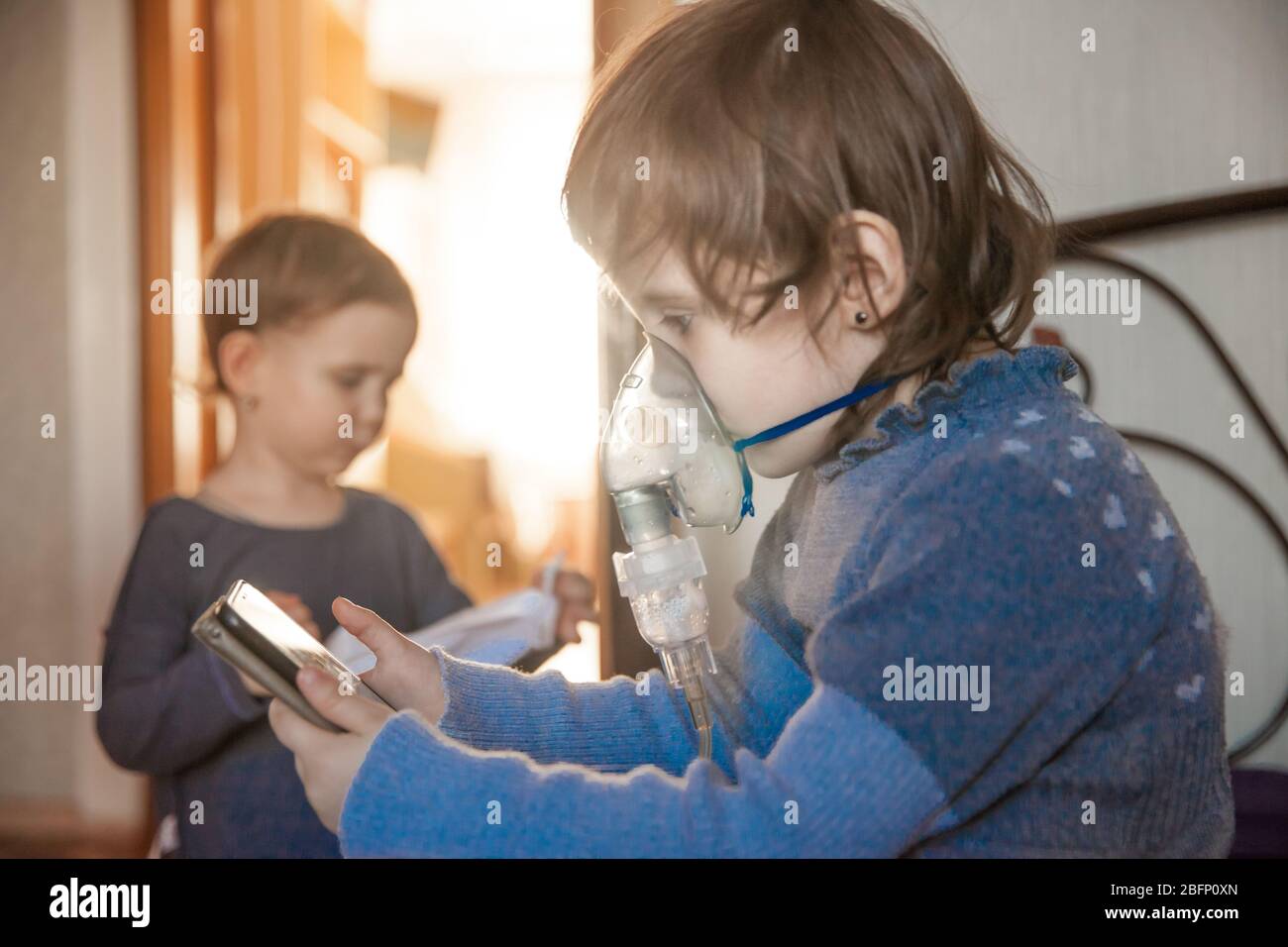 Covid-19. Pandemic and home isolation. Children and medical treatment ...