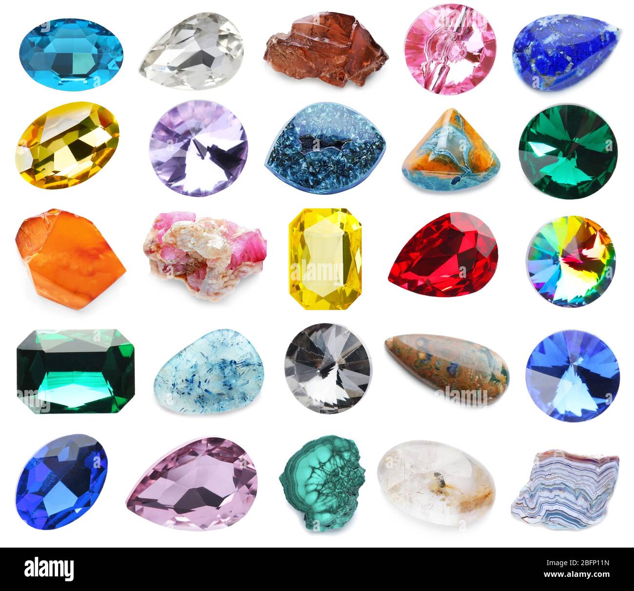 Set of luxury jewels on white background Stock Photo - Alamy