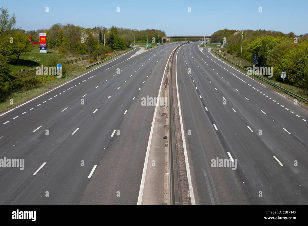 Empty lane on the M1 Motorway near Chesterfield, UK The M1 motorway ...