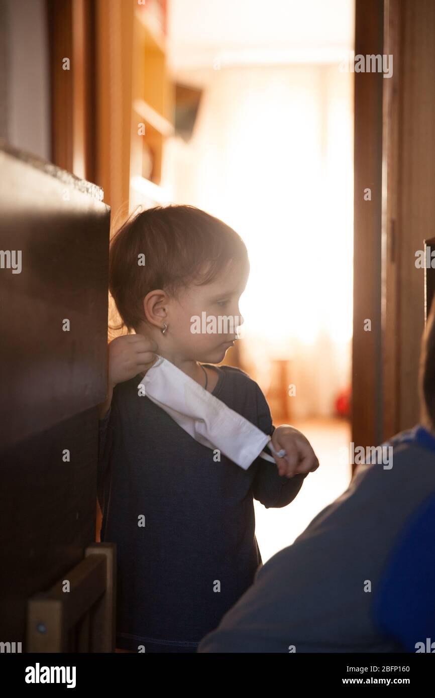 Covid-19. Pandemic and home isolation. Children and medical treatment ...