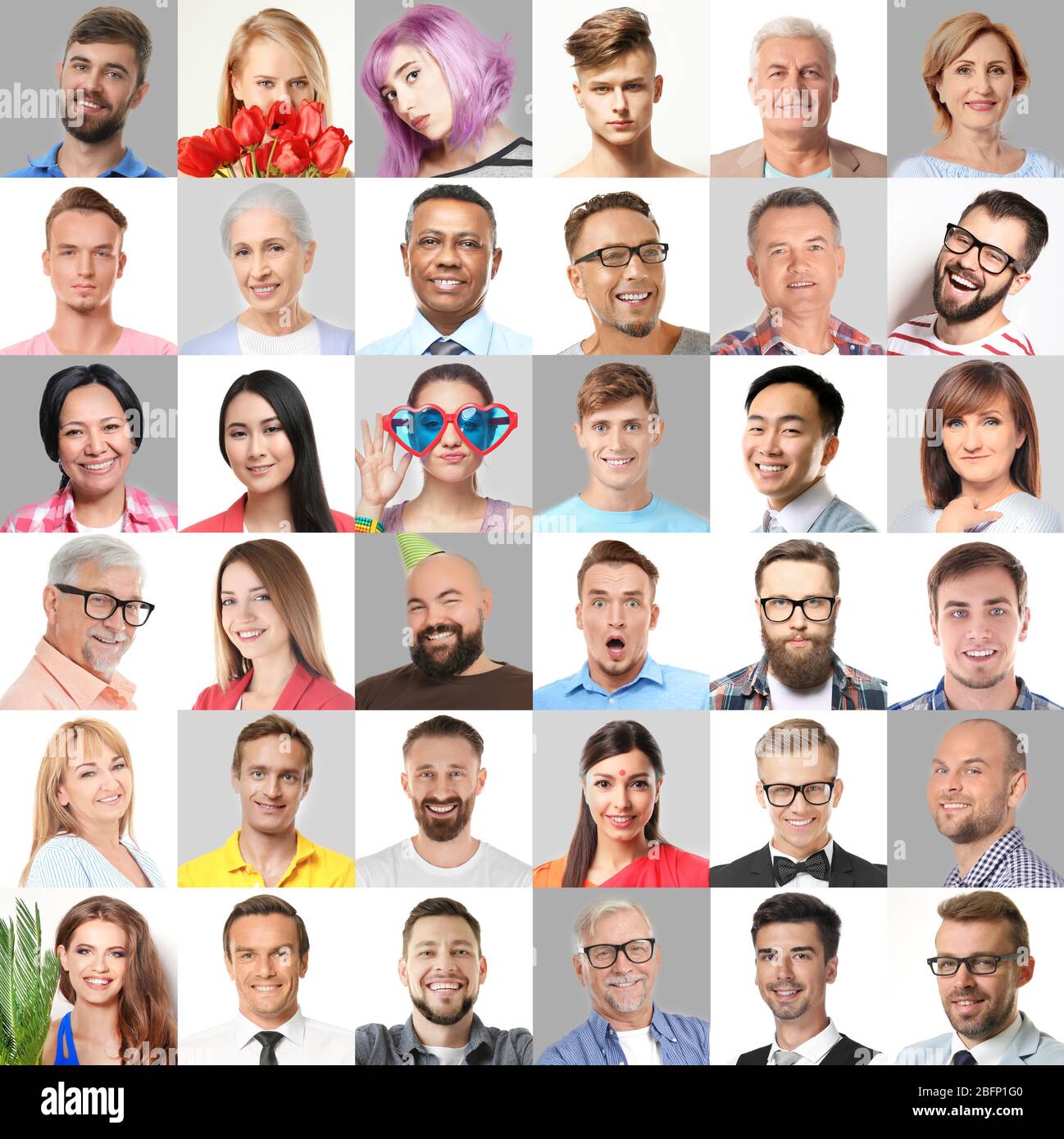 Set with portraits of different people. Unity concept Stock Photo - Alamy