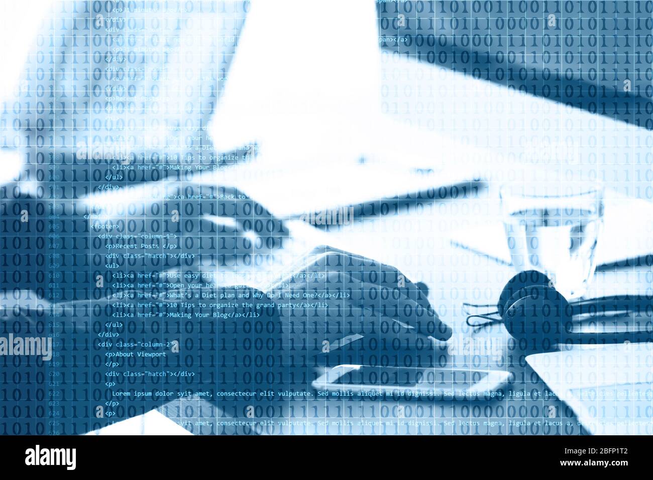 Hacker working with computer at table. Concept of cyber attack Stock ...