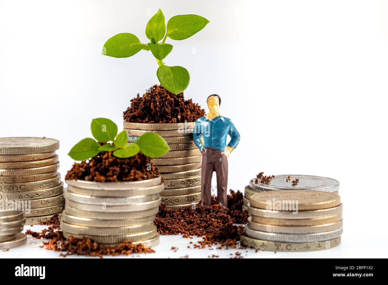 Money growing plant step with deposit coin in bank concept, Financial ...