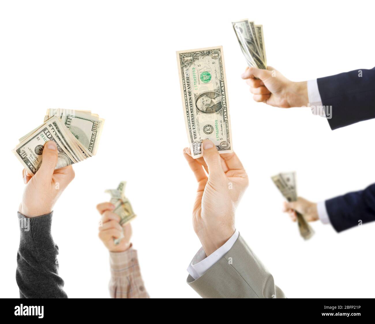 Hands with money isolated on white Stock Photo - Alamy