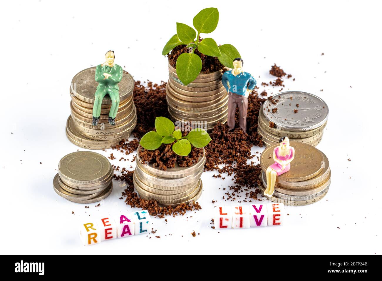 Money growing plant step with deposit coin in bank concept, Financial ...