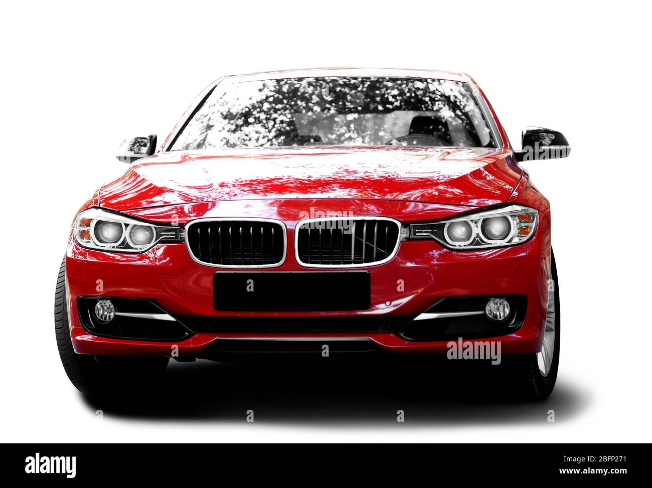 Red car isolated on white Stock Photo - Alamy