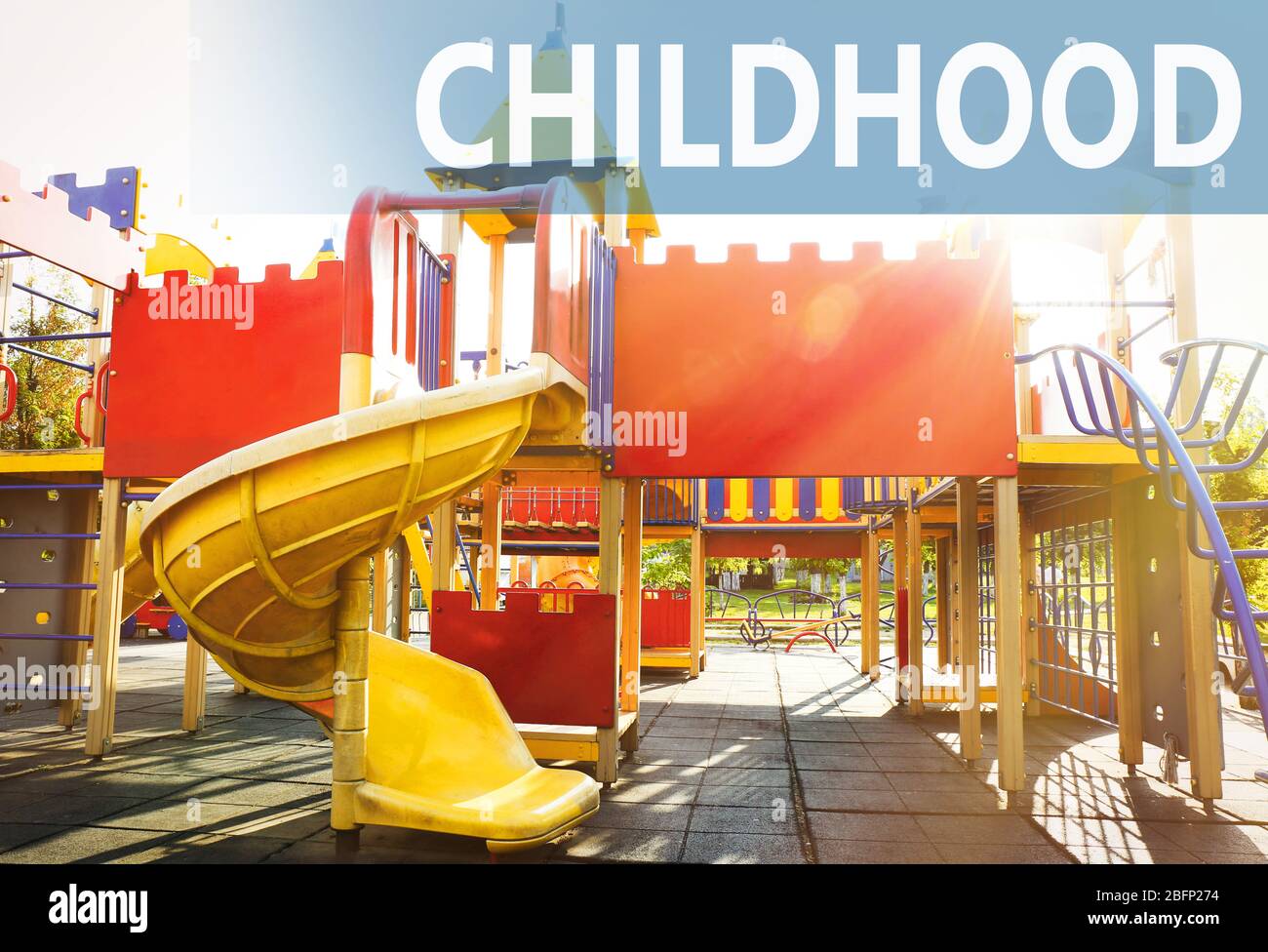 Colorful children playground in park.Concept of childhood Stock Photo ...