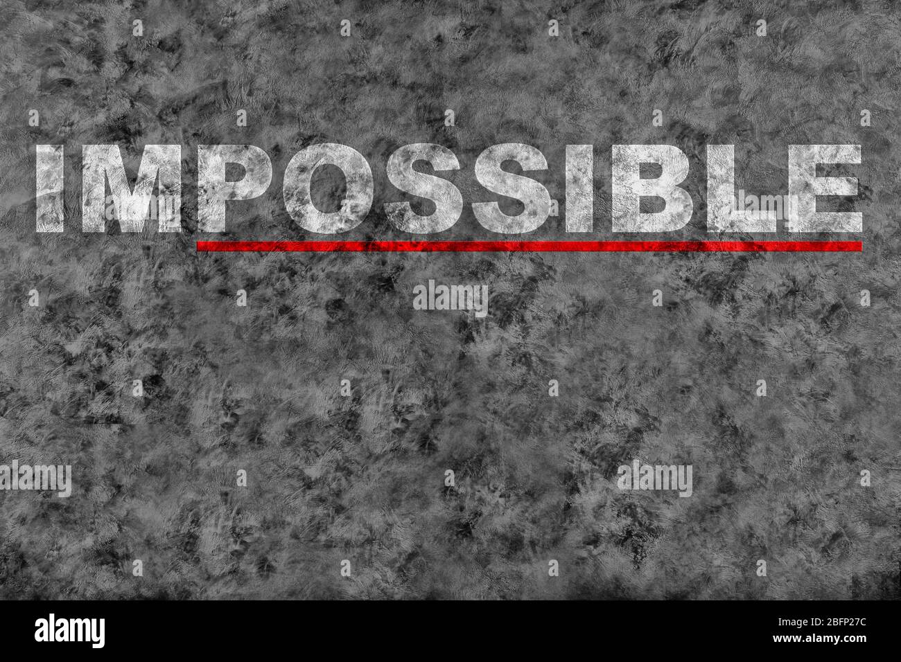 Word impossible transformed into possible on grey wall Stock Photo - Alamy