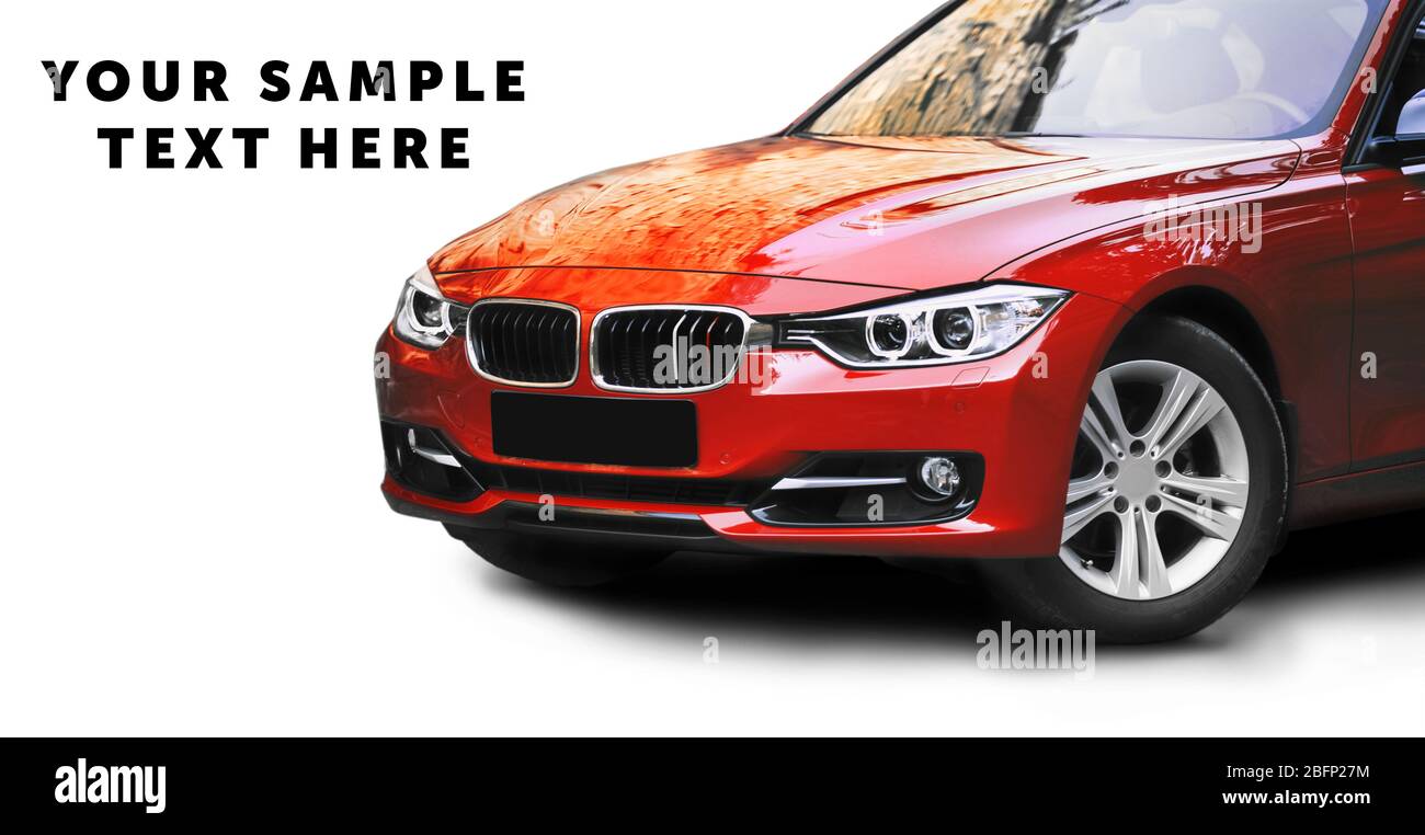 Red car isolated on white Stock Photo - Alamy