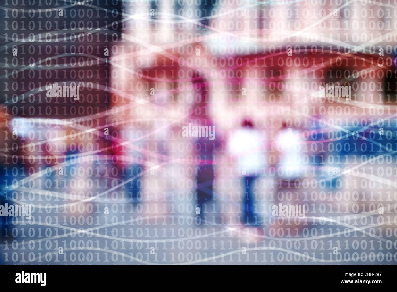 Blur abstract peoples background with binary code. Technology concept ...