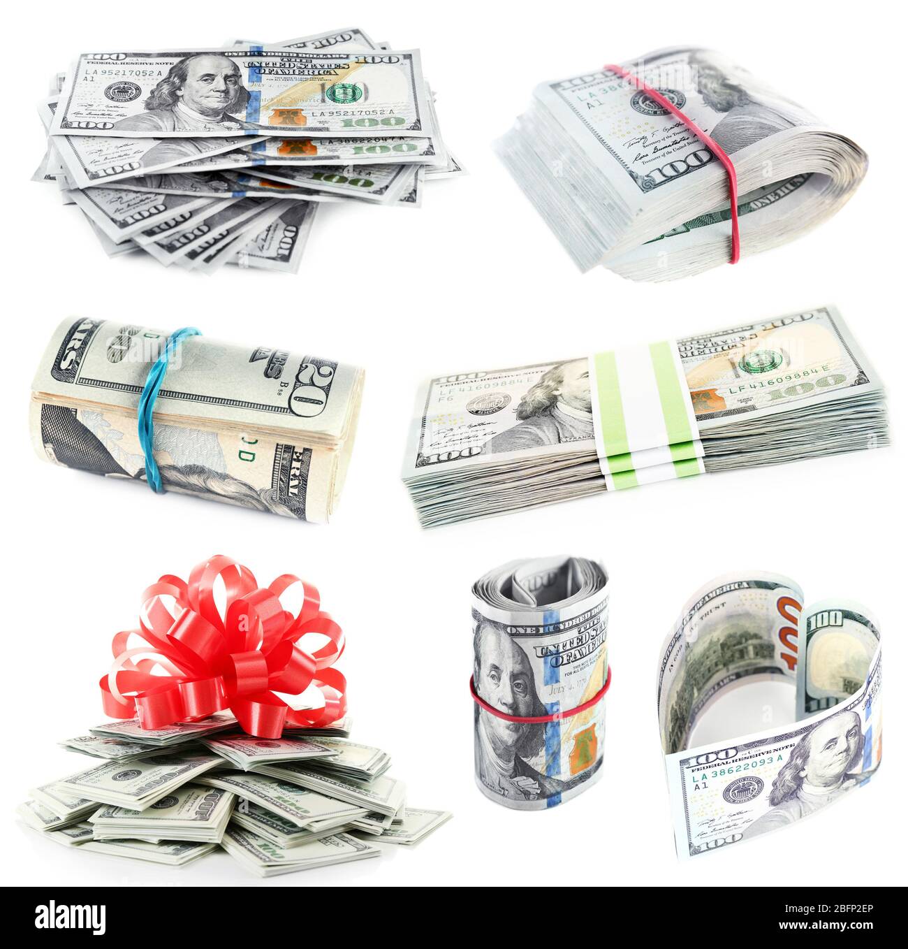 Collage of money isolated on white Stock Photo - Alamy