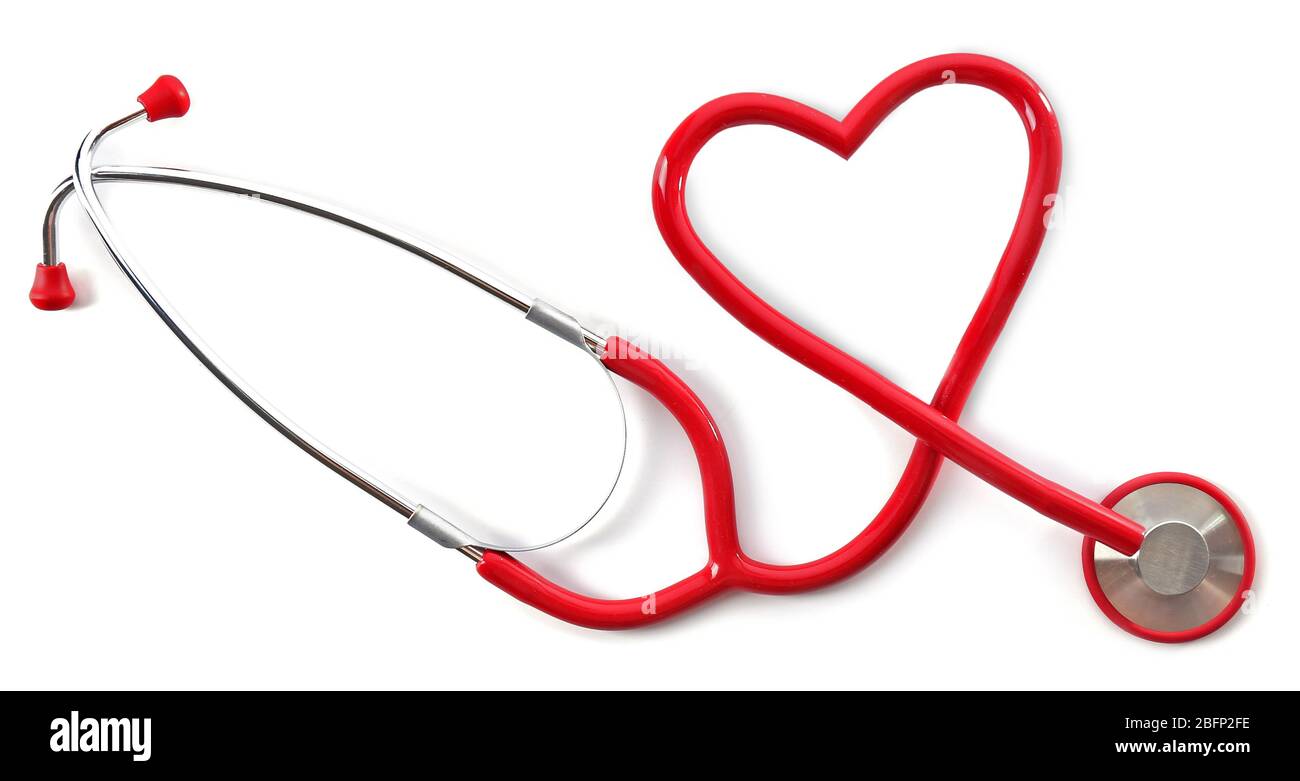 Medical stethoscope in a heart shape isolated on white Stock Photo - Alamy