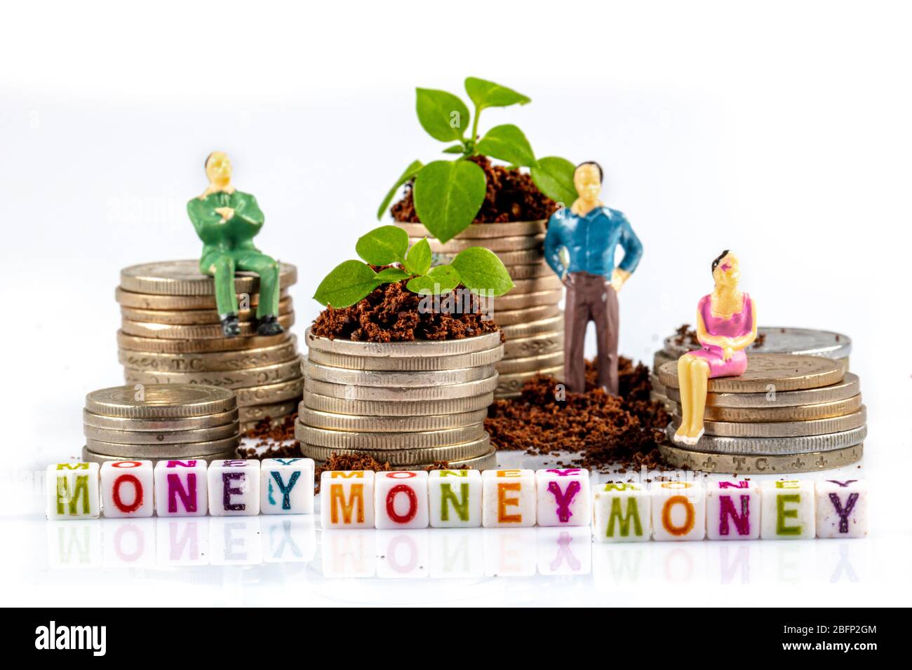 Money growing plant step with deposit coin in bank concept, Financial ...