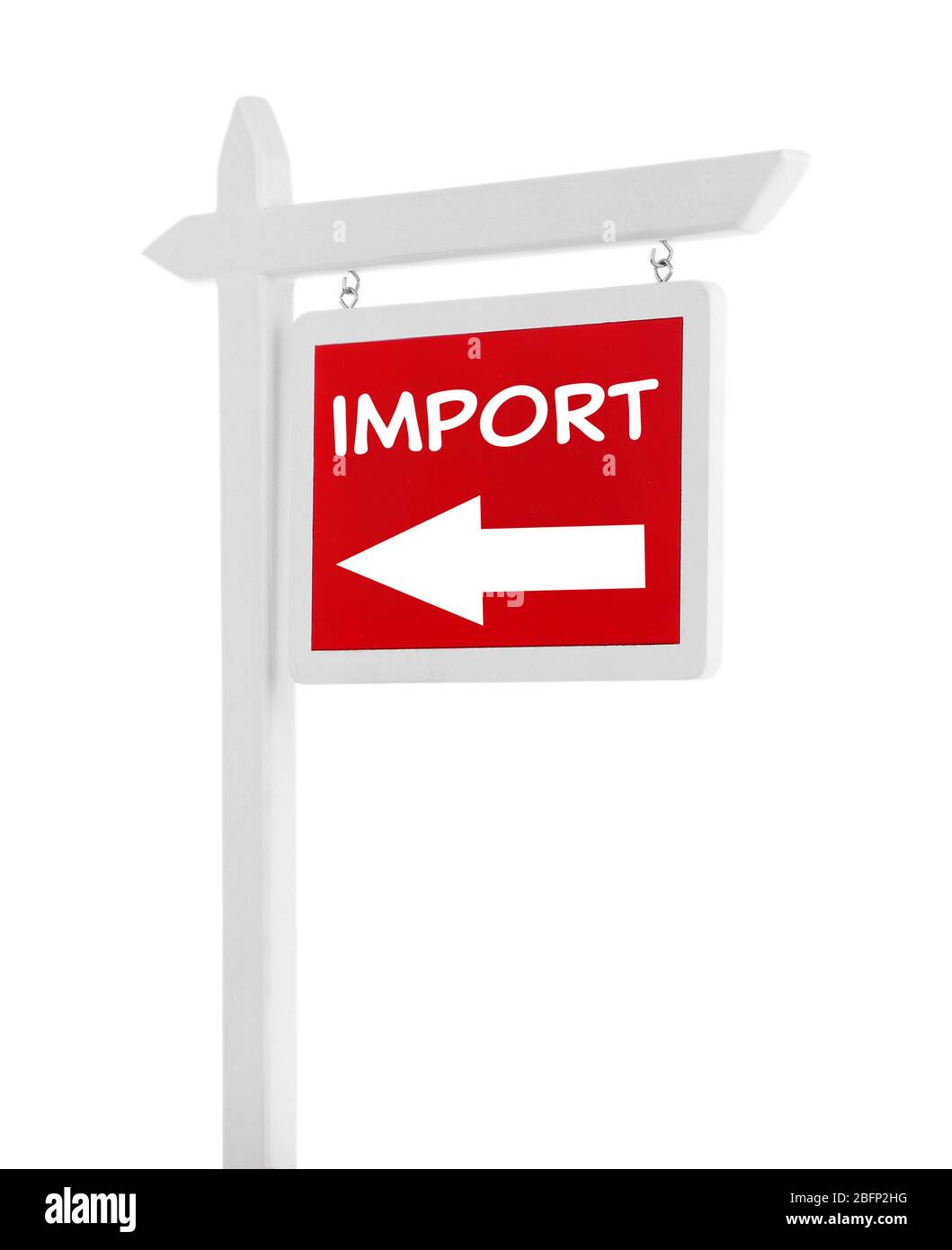 Sign with text import isolated on white Stock Photo - Alamy