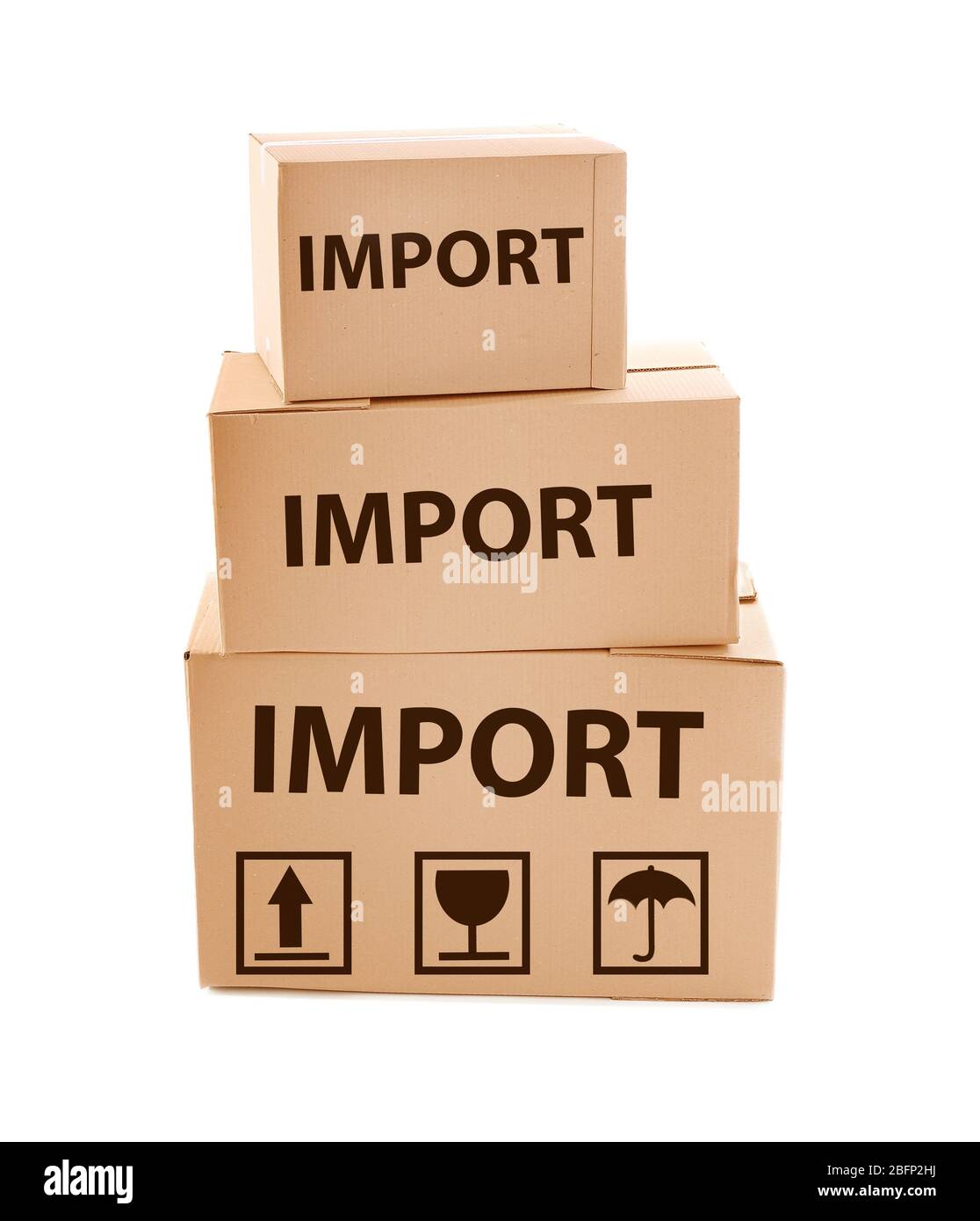 Set of cardboard boxes with text Import isolated on white Stock Photo ...