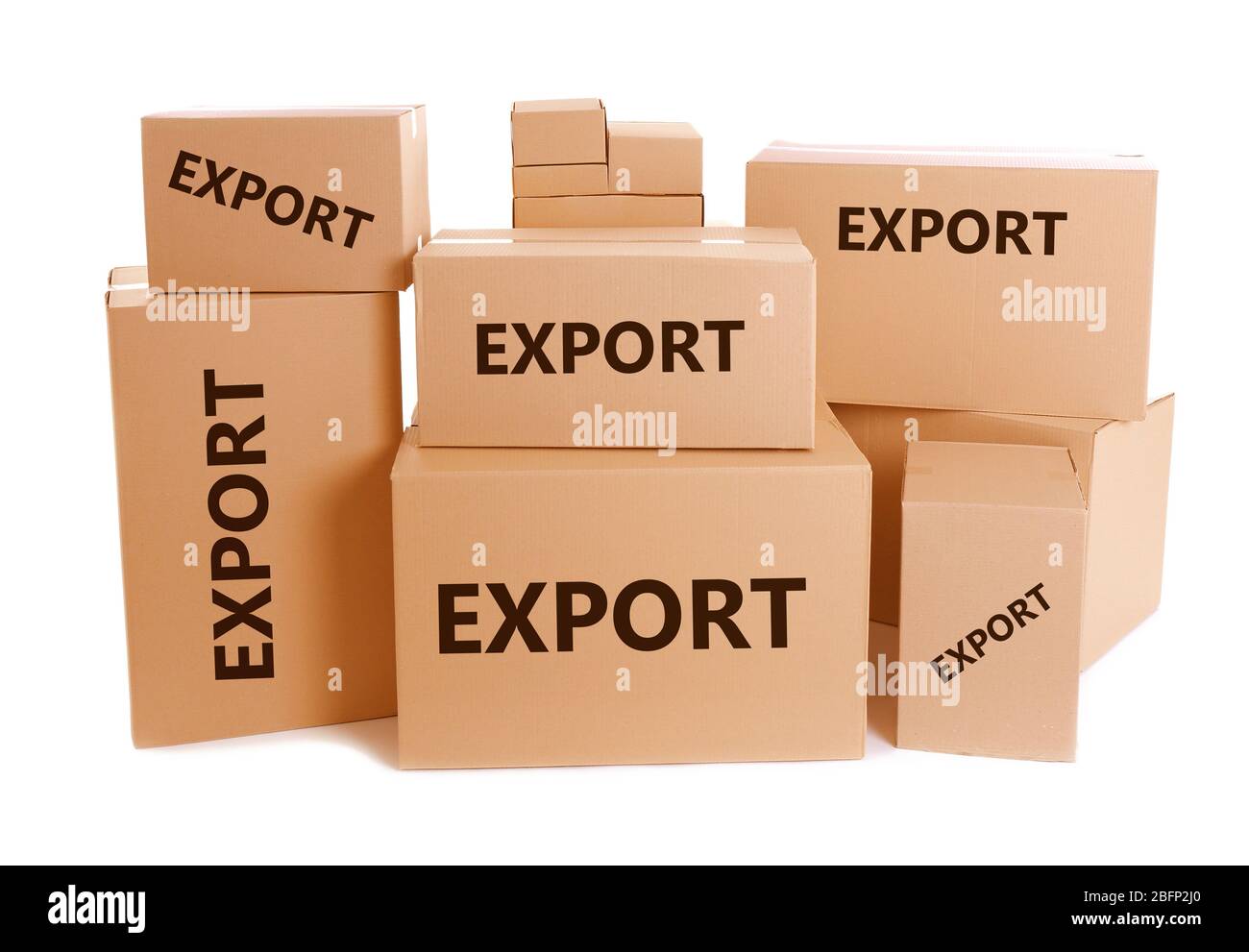 Set of cardboard boxes with text Export isolated on white Stock Photo ...