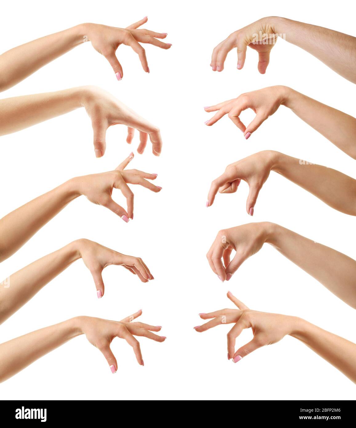 Set of empty different hands to grab objects, isolated on white Stock ...