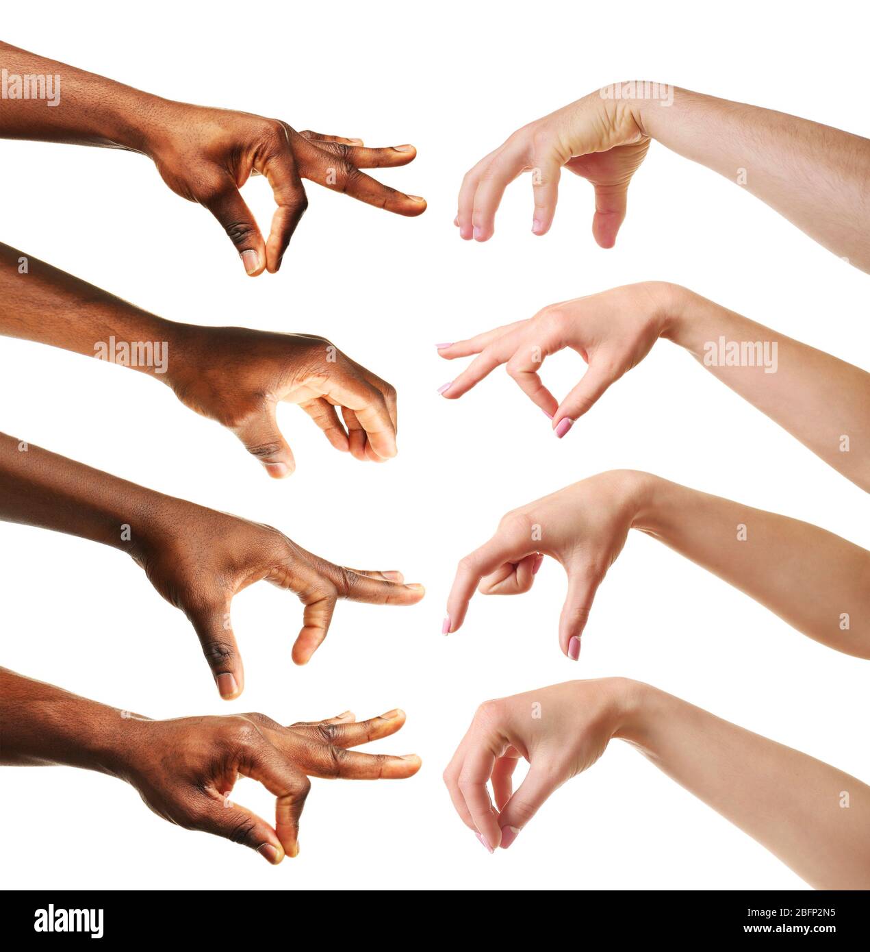 Set of empty different hands to grab objects, isolated on white Stock ...