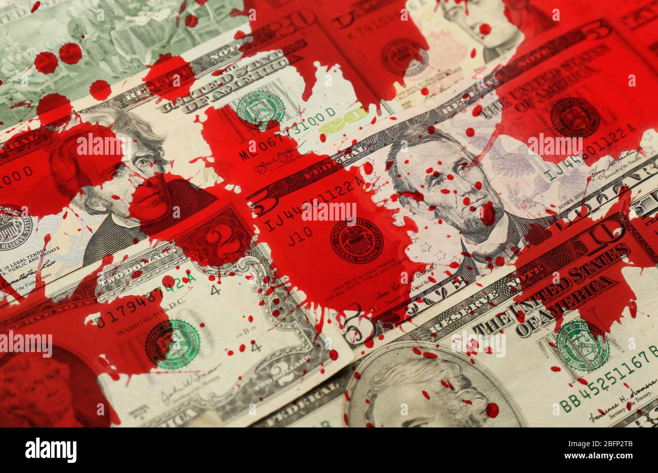 Money banknotes with bloodstains Stock Photo - Alamy