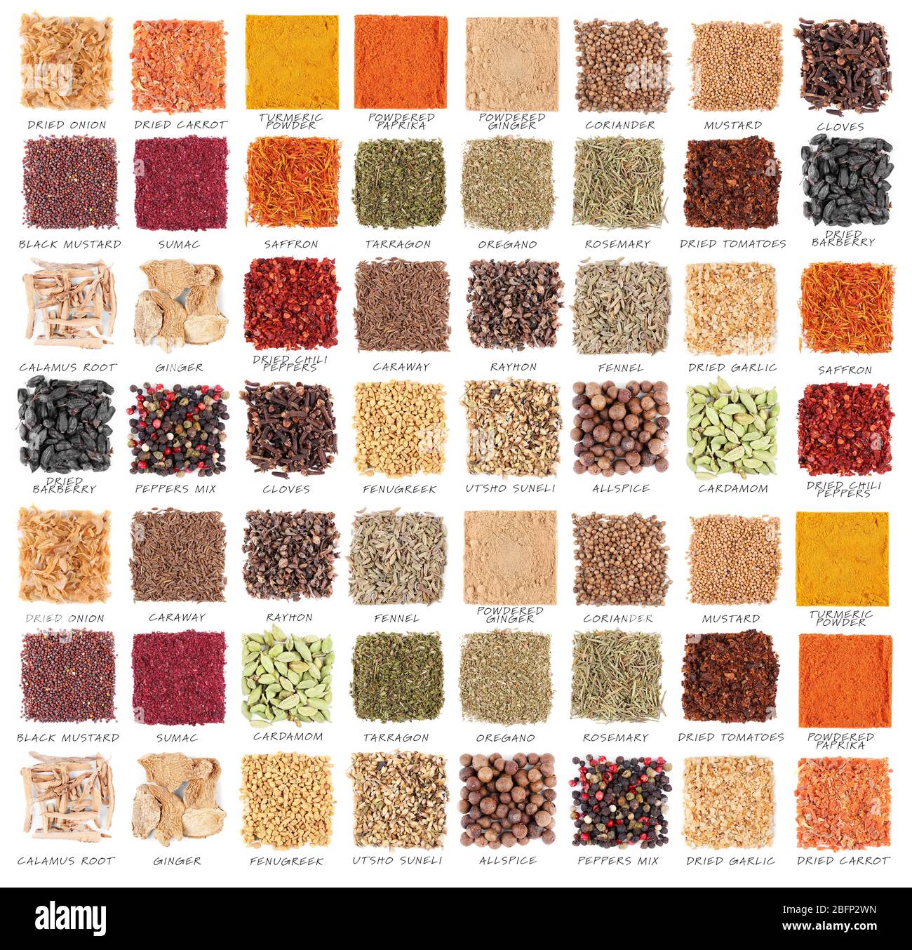 Set of different spices isolated on white background Stock Photo - Alamy