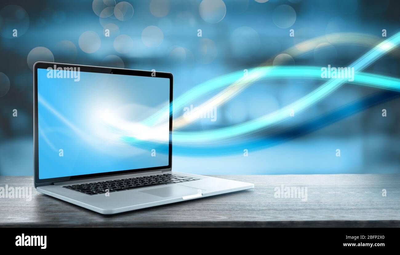 Modern laptop streaming data. New technology concept Stock Photo - Alamy