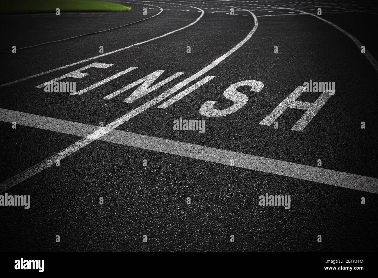 Finish line on empty road hi-res stock photography and images - Alamy