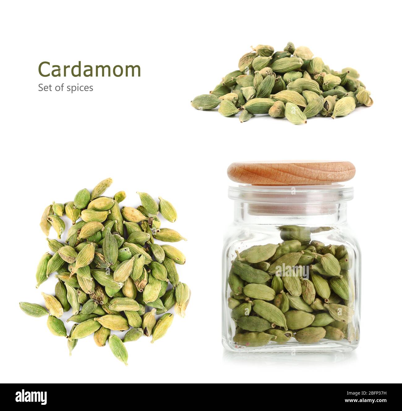 Cardamon spice. Isolated on white background Stock Photo - Alamy