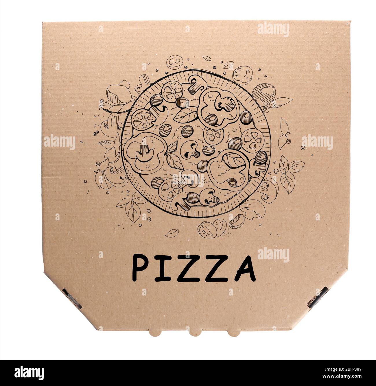 Cardboard pizza box isolated on white background, top view Stock Photo ...