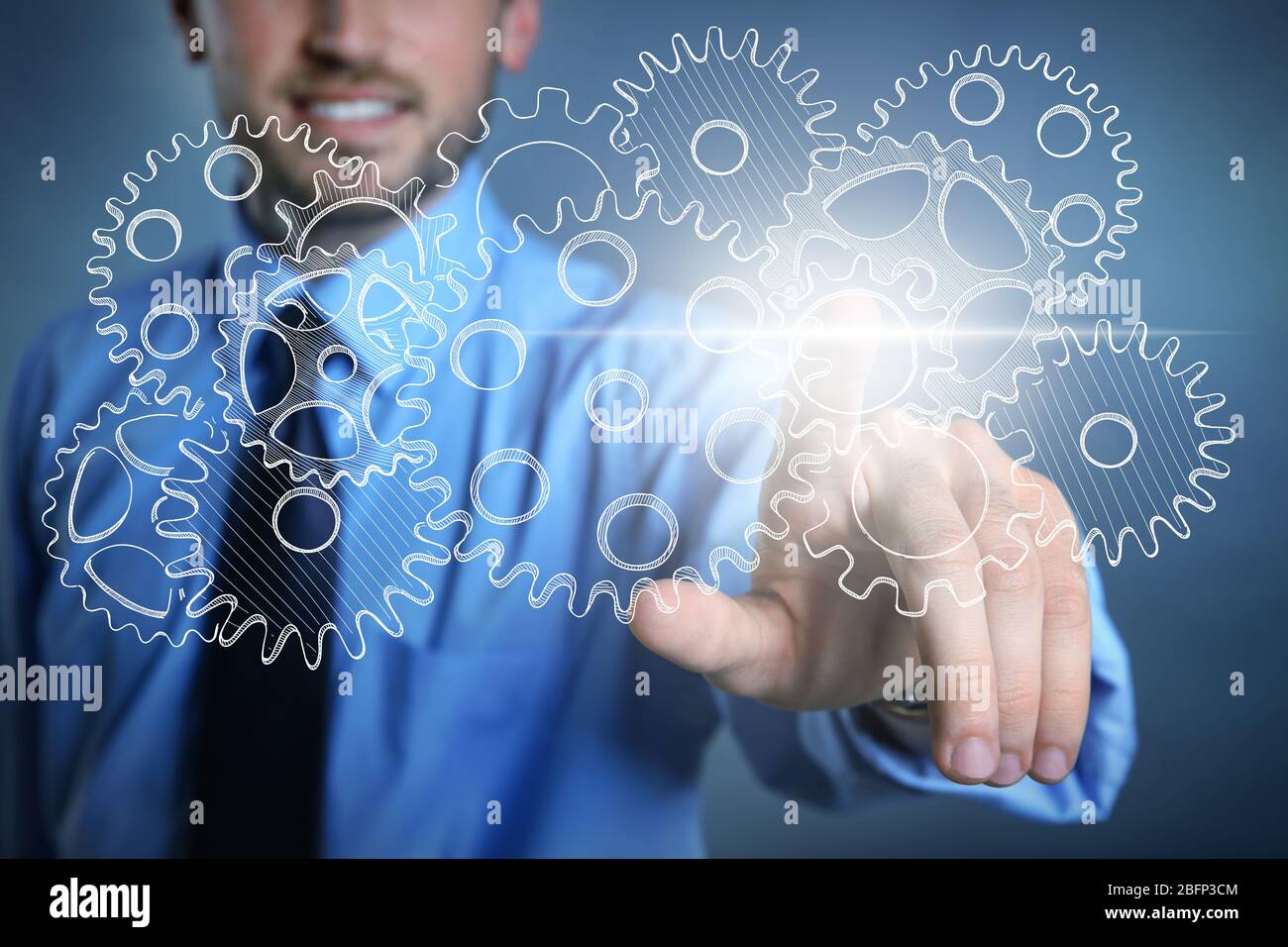 Handsome man touching icon hi-res stock photography and images - Alamy