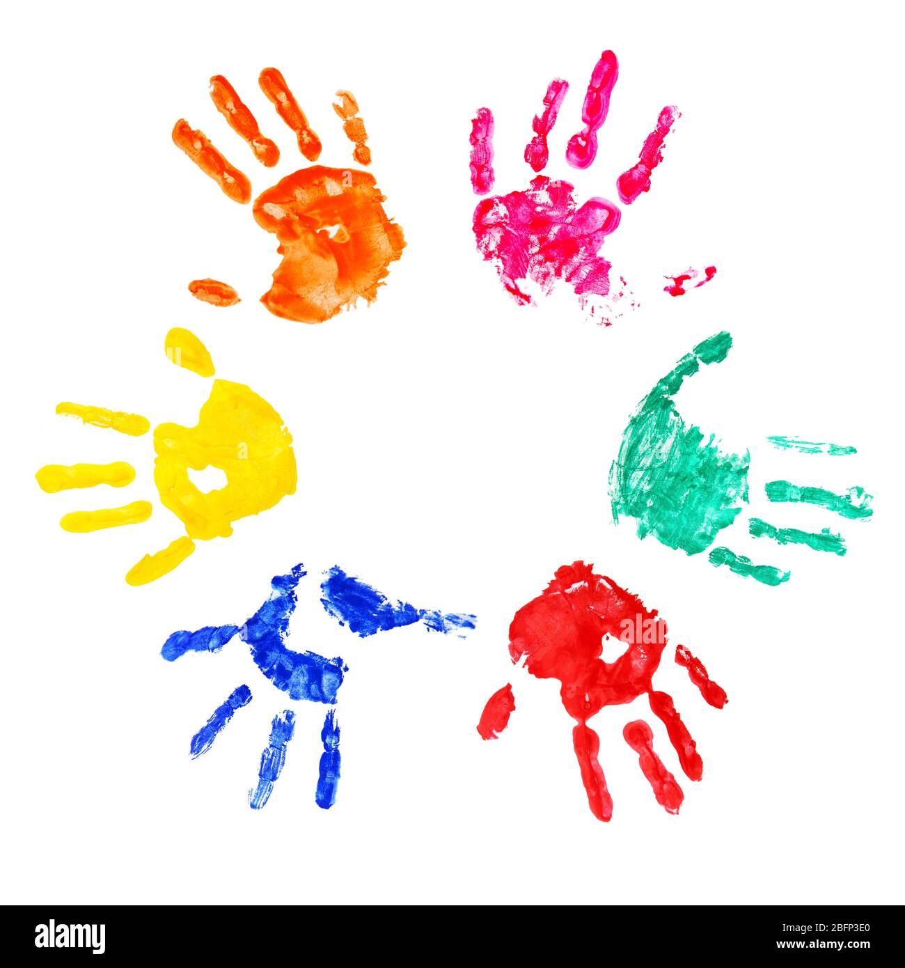 Collection of colorful hand prints, isolated on white background Stock ...