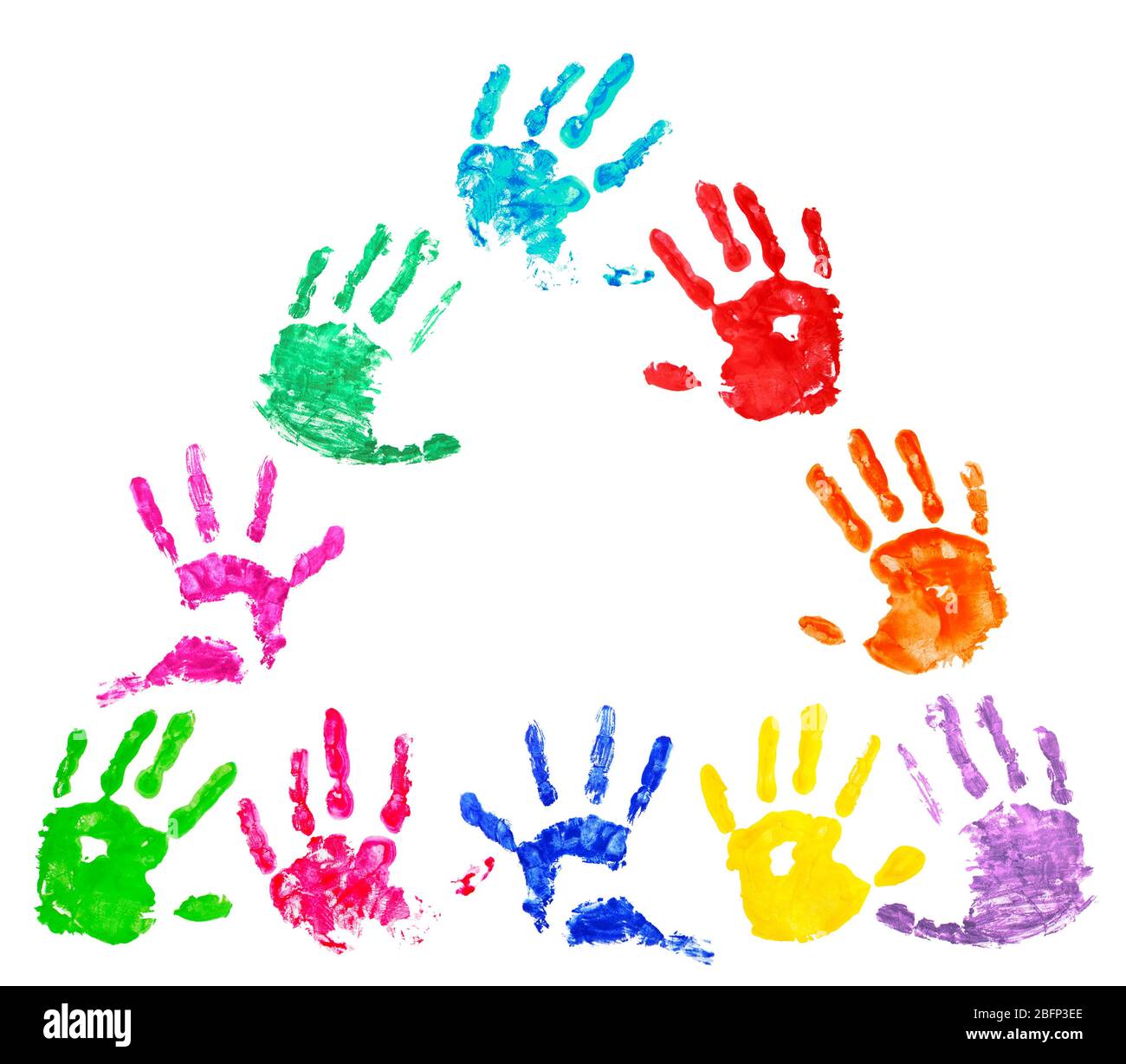 Collection of colorful hand prints, isolated on white background Stock ...