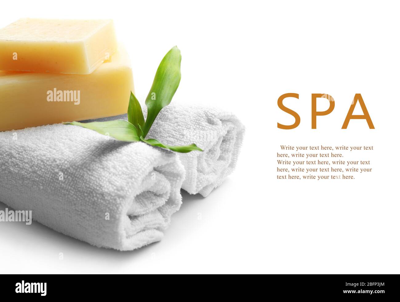 Relaxing spa set on white background, close up Stock Photo - Alamy