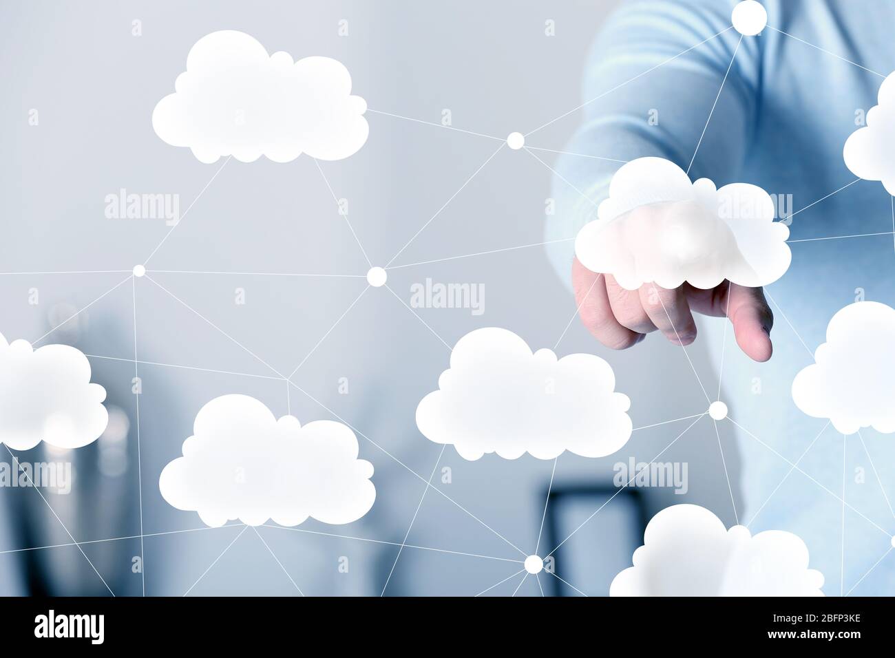Cloud virtual screen. Cloud storage concept Stock Photo - Alamy